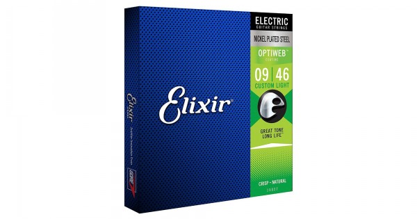 Elixir Electric Nickel Plated Steel Optiweb Coating Custom Light 009-046